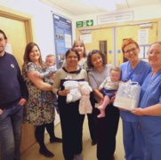 Lyn and Emma Rees with staff - Swansea Bay University Health Board