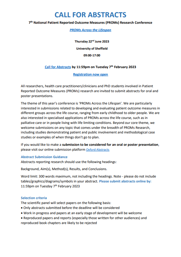 Call for Abstracts! - Value in Health