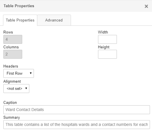 Tables - CMS Support